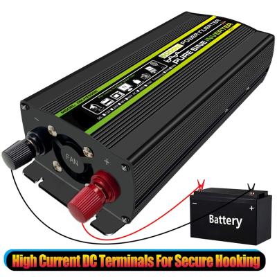 China 12v 24v Lithium Battery Accessories Pure Sine Wave 2000W Full Power Car Solar Inverter for sale