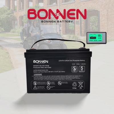 China Golf Cart 12V 100Ah Lifepo4 Lithium Battery 6000 Cycles 150A BMS Lithium Battery Replacement for sale