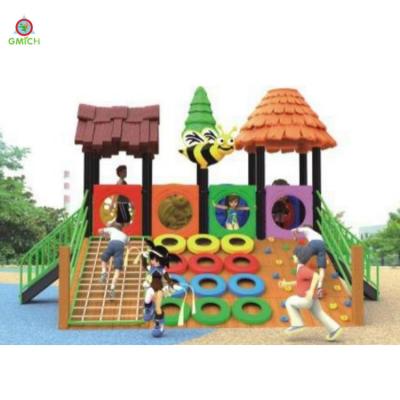 China Multi Functional Wooden Outdoor Play Equipment Kids Combination Climbing Playground Slide for sale