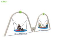 China Kids Playground Equipment Plastic Swing Slide Set Outdoor For Kindergarten UV Proof for sale