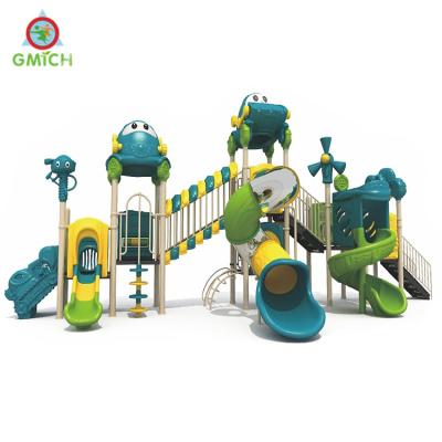 China Attractive Kids Outdoor Colorful Theme Park Playground Outdoor Fun Play Sets Amusement pLau Equipment Plastic Slide Sets for sale