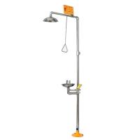 China Stainless Steel Emergency Shower and Eye Wash Station Standard Version with 304 Stainless Steel Construction and Aluminum Base for sale