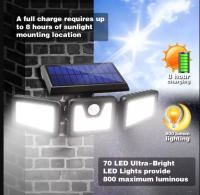 China Adjustable 132 LED Solar Wall Lights 3 Head Motion Sensor Lights for Porch Garden Patio Yard 6000K for sale