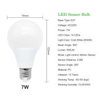 China 5w 7w 9w 12w 18w 220v E27 B22 Led Bulbs Motion Sensor Led Radar Night Light Smart Bulb for sale