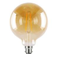 China 110 lm/w E26 E27 9W G125 G95 LED Filament Bulb with Dimmable Function and Amber Glass for sale