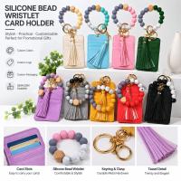 China Custom Silicone Bead Wristlet Card Holder with Tassel for Promotional Gifts for sale