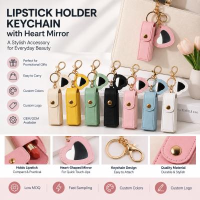 China Custom Lipstick Holder Keychain with Heart Mirror for Promotional Gifts for sale
