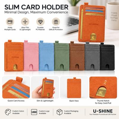 China Custom Slim PU Leather Card Holder Wallet for Promotional Gifts for sale