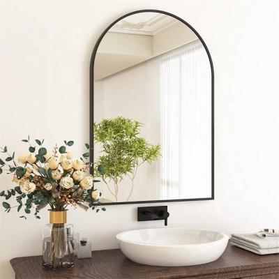 China Customized Logo Decorative Wall Mirror with Arched Aluminum Frame and Customer Logo for sale