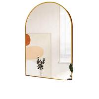 China Customized Logo Decorative Wall Mirror with Arched Aluminum Frame and Customer Logo for sale