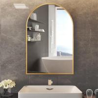 China Customized Logo Decorative Wall Mirror with Arched Aluminum Frame and Customer Logo for sale