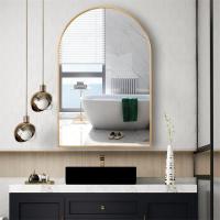 China Customized Logo Decorative Wall Mirror with Arched Aluminum Frame and Customer Logo for sale