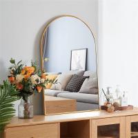 China Customized Logo Decorative Wall Mirror with Arched Aluminum Frame and Customer Logo for sale