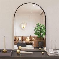 China Customized Logo Decorative Wall Mirror with Arched Aluminum Frame and Customer Logo for sale