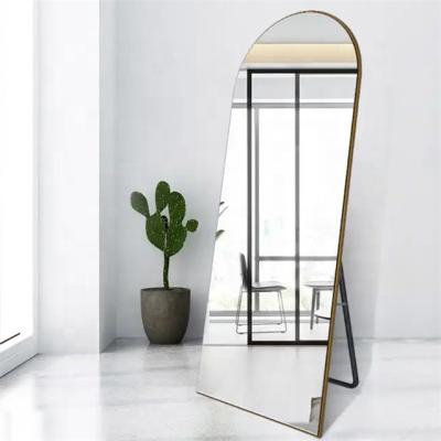China Decorative Full-Length Gold Body Dressing Wall Mirror with Metal Framed Arch Design for sale