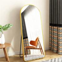 China Decorative Full-Length Gold Body Dressing Wall Mirror with Metal Framed Arch Design for sale