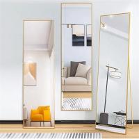 China Modern Stylish Aluminum Framed Full Length Body Mirror with Stand and Clear Glass for sale