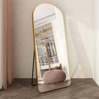 China Modern Stylish Aluminum Framed Full Length Body Mirror with Stand and Clear Glass for sale