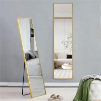 China Large Magnifying Gold Metal Framed Full-Length Dressing Floor Mirror for Bathrooms for sale