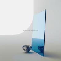 China Frameless Blue Silver Decorative Float Glass Wall Mirror for Bedroom Dressing Bathroom for sale