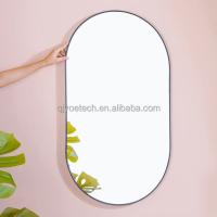 China Stylish Design Black Metal Frame Oval Mirror for Bathroom Living Room Decoration for sale