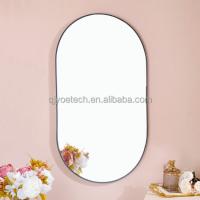 China Stylish Design Black Metal Frame Oval Mirror for Bathroom Living Room Decoration for sale