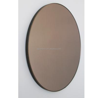 China Round Shape Customized Logo Bronze Double-Coated Silver Glass Mirror for Bathroom Decor for sale