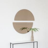 China Half Moon Shape Tinted Bronze Double-Coated Silver Glass Mirror for Bathroom Dressing for sale