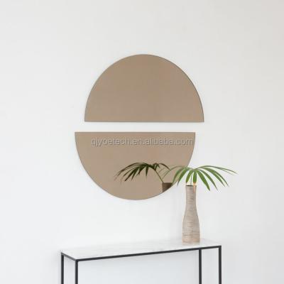 China Half Moon Shape Tinted Bronze Double-Coated Silver Glass Mirror for Bathroom Dressing for sale