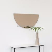 China Half Moon Shape Tinted Bronze Double-Coated Silver Glass Mirror for Bathroom Dressing for sale