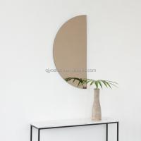 China Half Moon Shape Tinted Bronze Double-Coated Silver Glass Mirror for Bathroom Dressing for sale