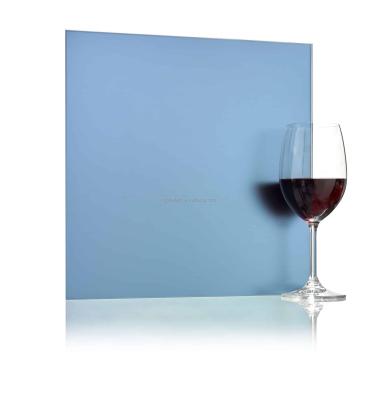 China Blue Acid Etched Double-Coated Silver Glass Mirror Sheet for Elegant Wall Decoration for sale