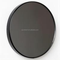 China Bathroom Dressing Round Silver Glass Mirror with Tinted Black Frame and Double Coating for sale