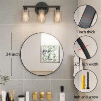 China Silver Lenses Material Magnifying 800X800X40mm Black Aluminum Framed Round Bathroom Wall Mirrors for sale