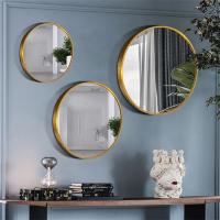 China Aluminium Framed Golden Black Bathroom Mirror with Modern Square and Round Design for sale
