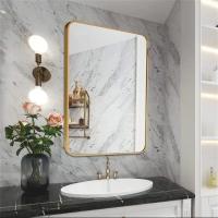 China Clear 4mm Modern Style Round Shape Golden Brass Finish Metal Framed Silver Coating Mirror for sale
