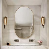 China Residential Bathroom Vanity Mirror with Beveled Edge and Aluminium Color Metal Frame for sale
