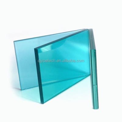 China Cutting and Edging Ocean Blue Tempered Glass for Building Construction Kitchen Staircase for sale