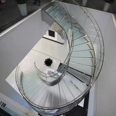 China 8mm 10mm Spiral Rotating Stairs Balustrades Handrails Clear PVB Sgp Curved Tempered Laminated Glass for sale