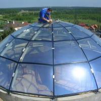 China Dark Blue Solar Controlled Low-E Insulating Glass Curved Glass Curtain Wall for sale
