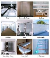 China QJY20240308-01 Edge Frosted Glass for Hotel Shower Enclosure Partition Processing for sale