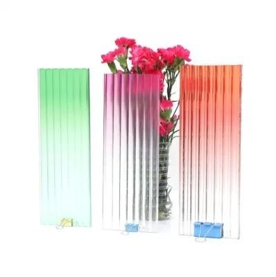 China Bronze and Gray Tempered Dichroic Moru Fluted Glass Door with Colorful Ripple Pattern for sale