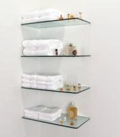 China Polished Edge Tempered Glass Bathroom Shelves for Slat Wall Display Customized Sizes for sale
