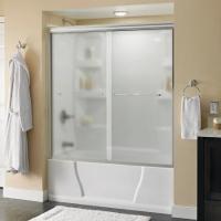 China Contemporary Frosted Glass Shower Doors with Fine Polished Edge and Tempered Glass for sale
