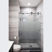 China Contemporary Frosted Glass Shower Doors with Fine Polished Edge and Tempered Glass for sale