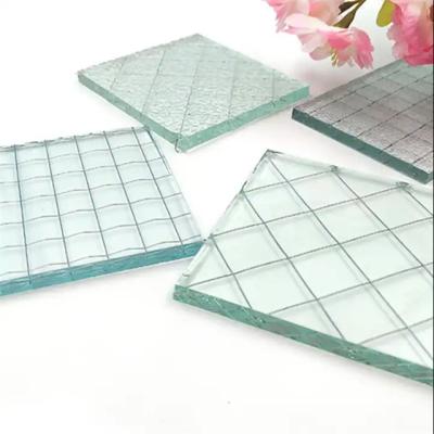 China Tempered Laminated Polished 6.8mm 10mm Clear Bronze Grey Nashiji Mesh Reinforced Wired Patterned Glass for sale