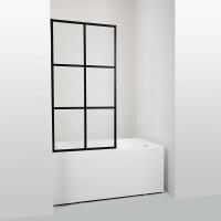 China Safety Round Corner 6mm 8mm 10mm Black Grid Tempered Glass for Shower Bathroom Door for sale
