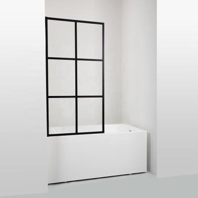 China Safety Round Corner 6mm 8mm 10mm Black Grid Tempered Glass for Shower Bathroom Door for sale