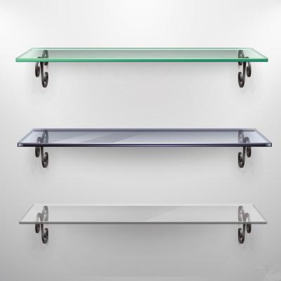 China Stainless Steel Shelf 8mm Tempered Grinded Toughened Glass for Frameless Shower Table for sale