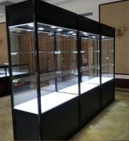 China Stainless Steel Glass Shelves Display Glass Kitchen Cabinets with Customized Logo for sale